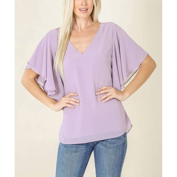 Zenana Outfitters | Tops | New Zenana Double Layer Chiffon Top In Dusty ...